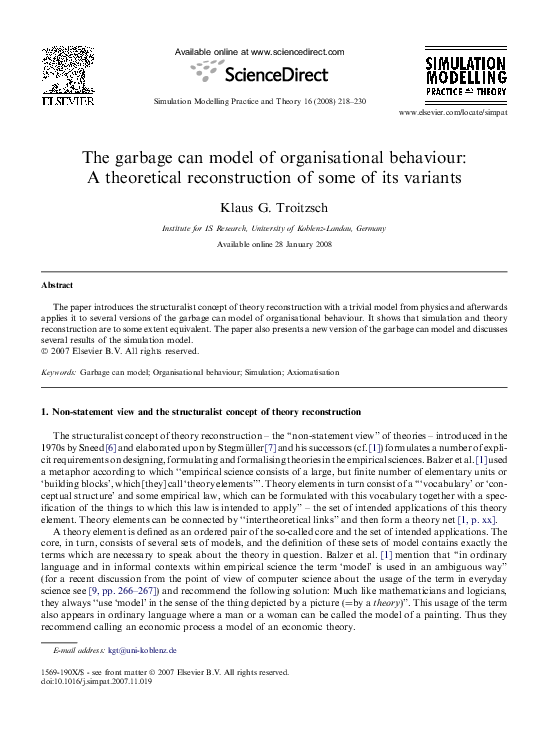 (PDF) The garbage can model of organisational behaviour: A theoretical ...