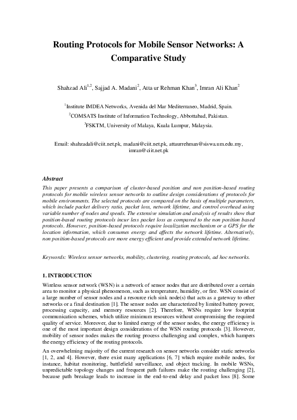 (PDF) Routing protocols for mobile sensor networks: a comparative study ...