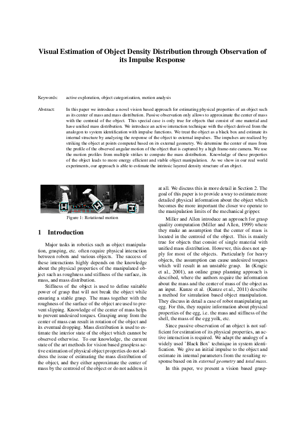 (PDF) Visual Estimation of Object Density Distribution through Observation of its Impulse Response