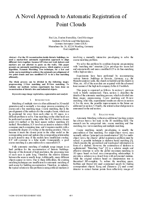 (PDF) A novel approach to automatic registration of point clouds
