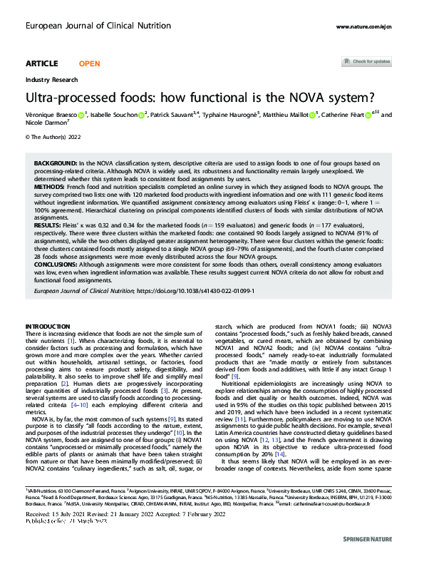 (PDF) Ultra-processed foods: how functional is the NOVA system?