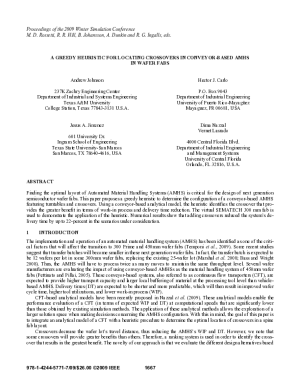 (PDF) A greedy heuristic for locating crossovers in conveyor-based AMHS ...