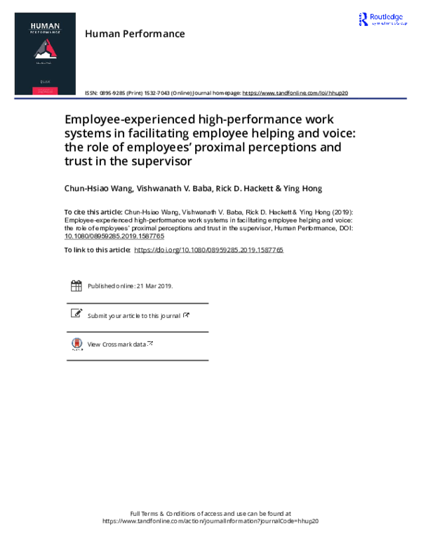 (PDF) Employee-Experienced High-Performance Work System Measure