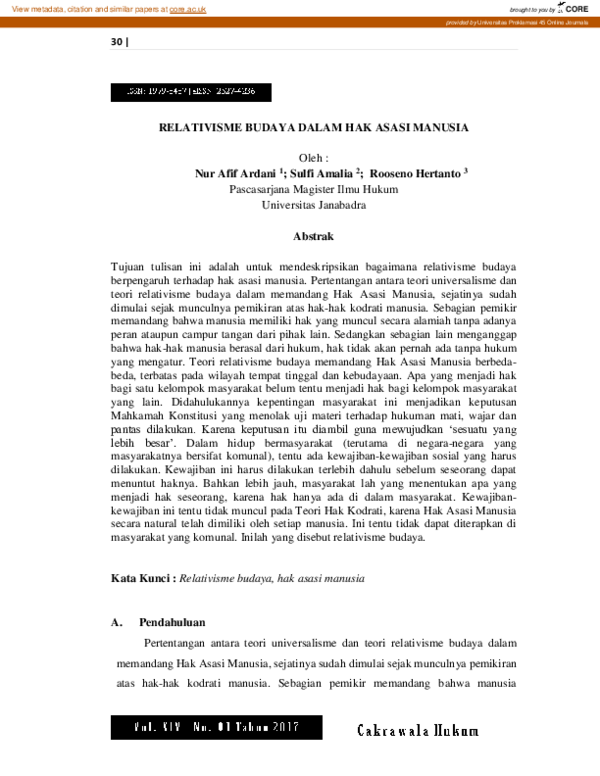 (PDF) Relativisme Budaya Dalam Hak Asasi Manusia