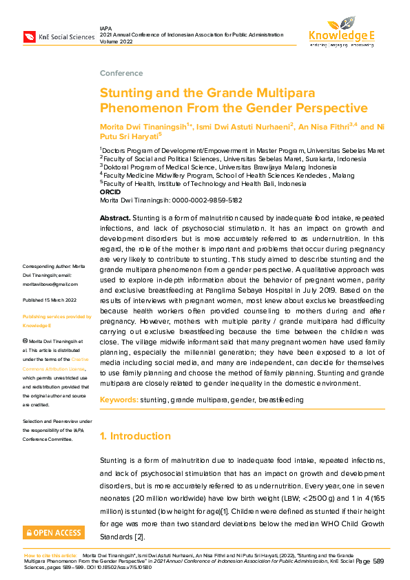 (PDF) Stunting and the Grande Multipara Phenomenon From the Gender ...