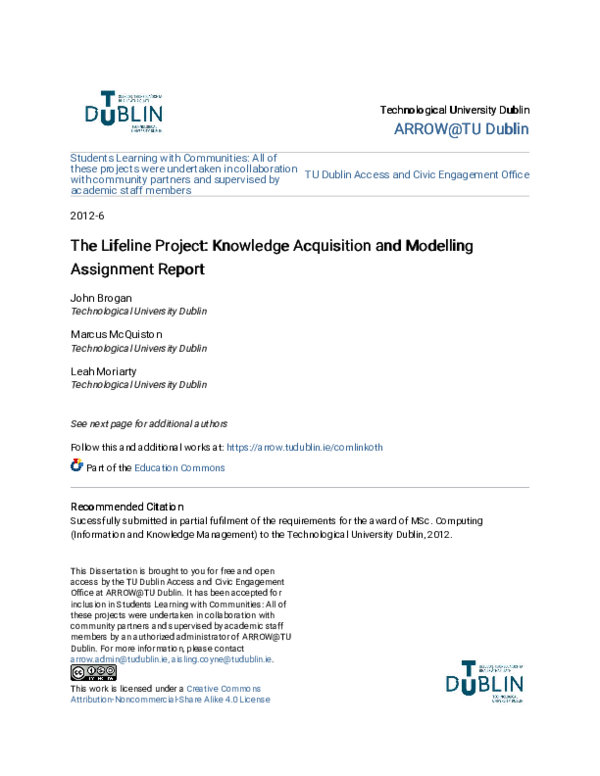 (PDF) The Lifeline Project: Knowledge Acquisition and Modelling Assignment Report