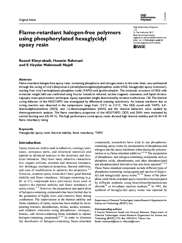 (PDF) Flame-retardant halogen-free polymers using phosphorylated ...