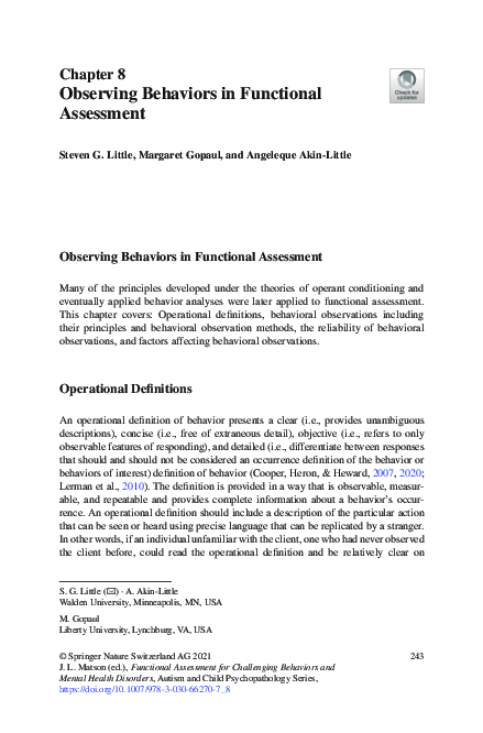(PDF) Observing Behaviors in Functional Assessment