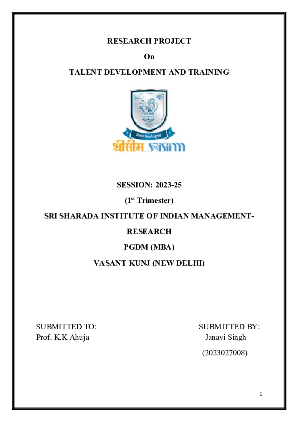 (DOC) TALENT DEVELOPMENT AND TRAINING