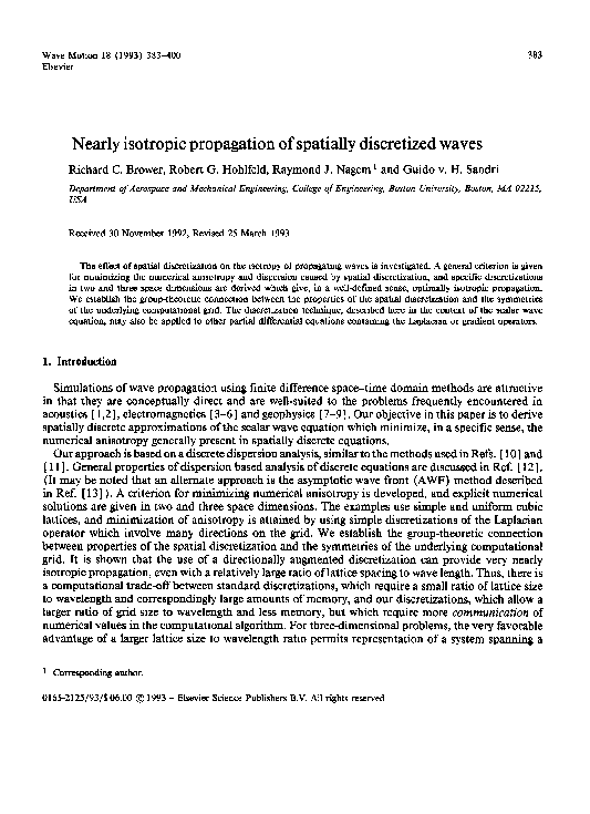 (PDF) Nearly isotropic propagation of spatially discretized waves