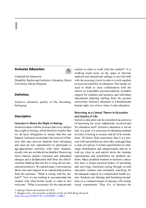 (PDF) Evolving Practices in Inclusive Education