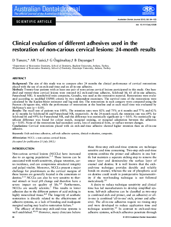 (PDF) Clinical evaluation of different adhesives used in the ...