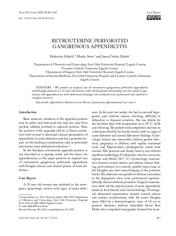(PDF) Retrouterine Perforated Gangrenous Appendicitis