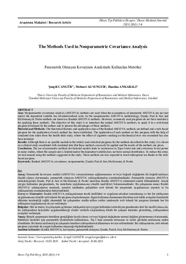 Pdf The Methods Used In Nonparametric Covariance Analysis