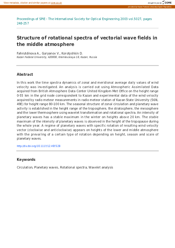 (PDF) Structure of rotational spectra of vectorial wave fields in the ...