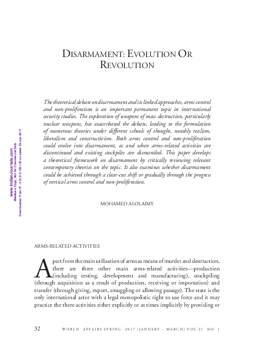 (PDF) Disarmament: Evolution or Revolution