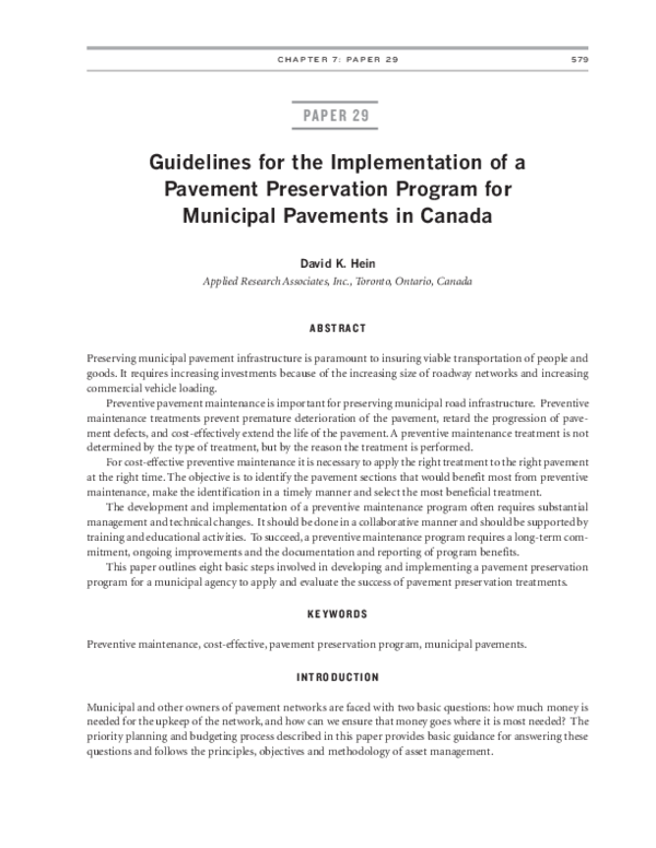 (PDF) Guidelines for the Implementation of a Pavement Preservation ...