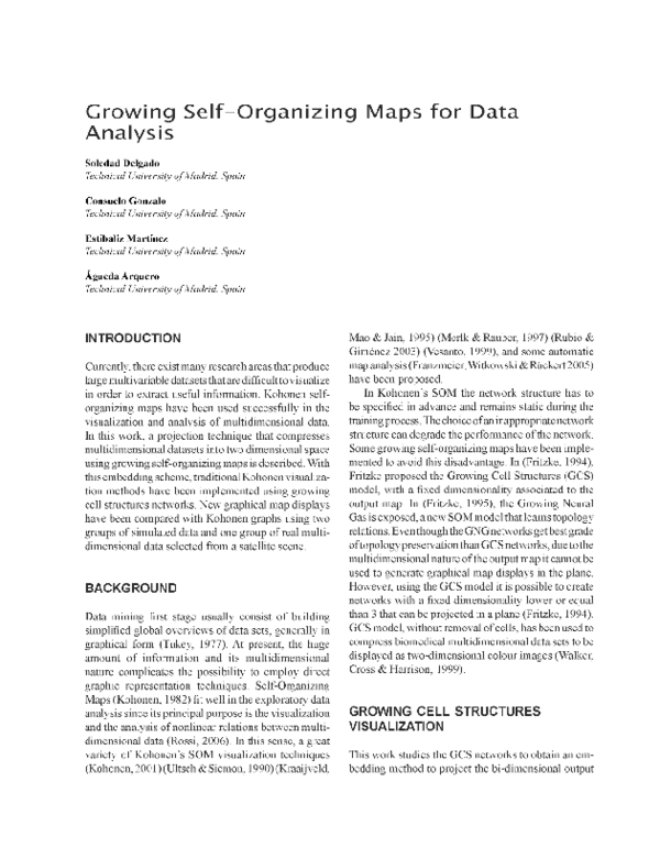 (PDF) Growing Self-Organizing Maps for Data Analysis