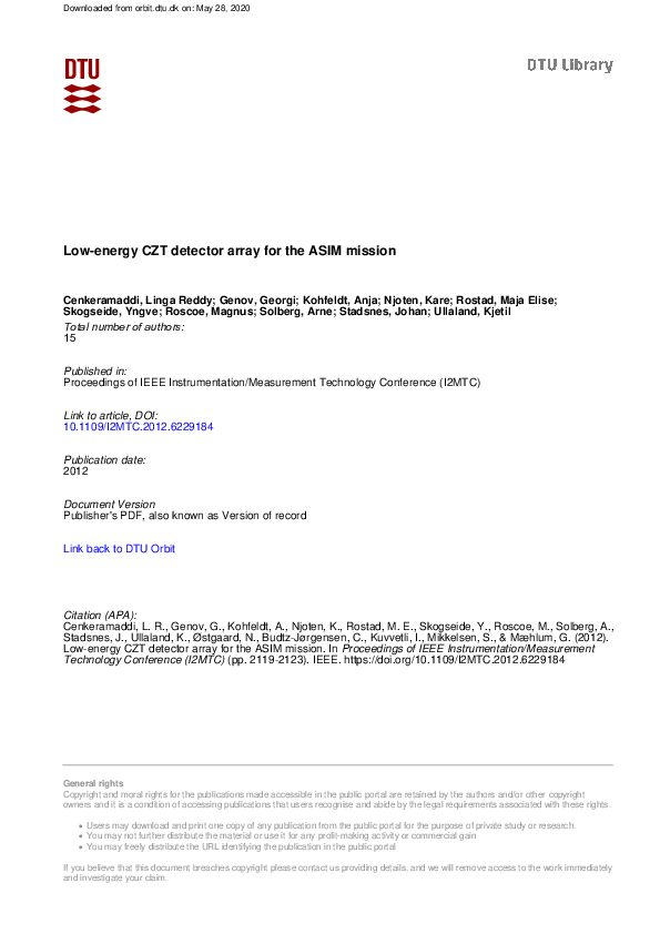 (PDF) Low-energy CZT detector array for the ASIM mission