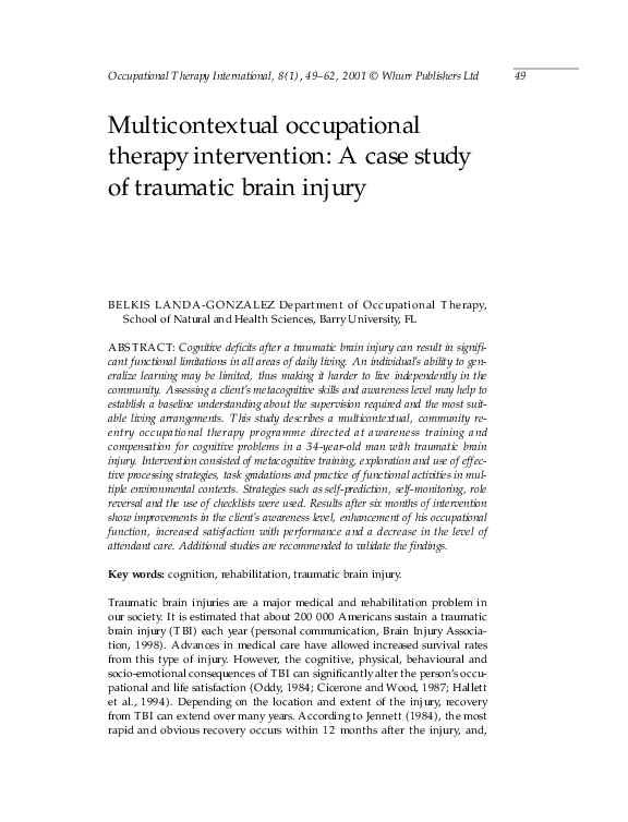 (PDF) Multicontextual occupational therapy intervention: a case study ...