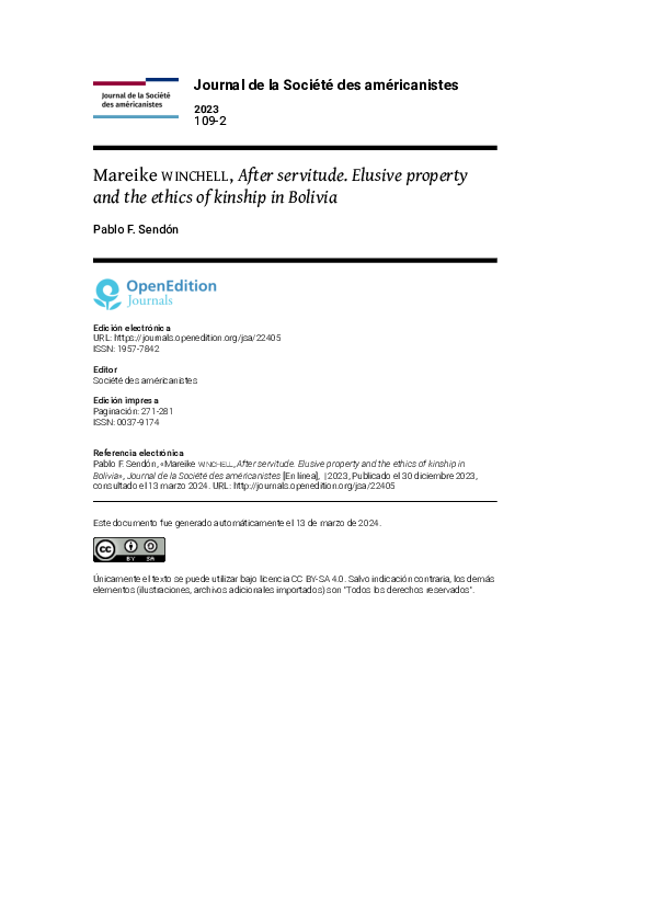 (PDF) Mareike WINCHELL, After servitude. Elusive property and the ...