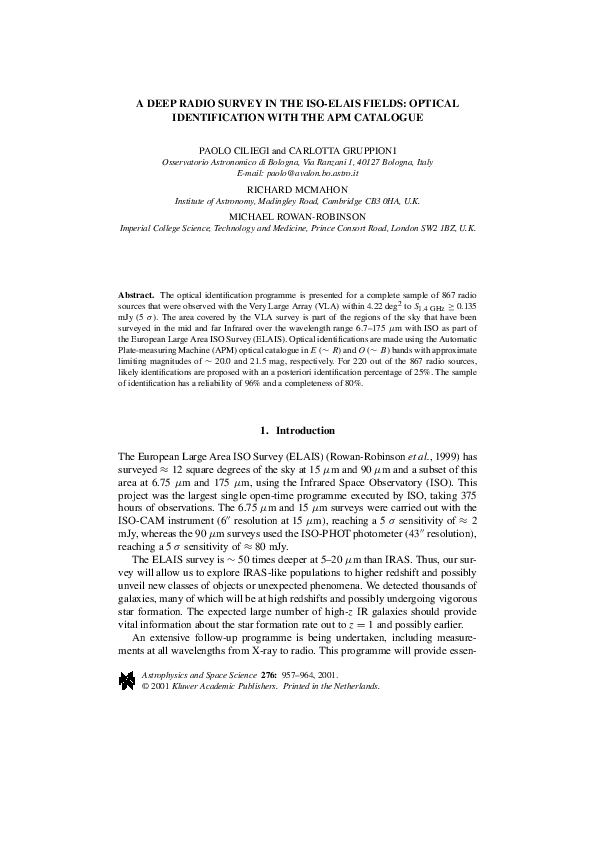 (PDF) A deep radio survey in the ISO-ELAIS fields: optical ...
