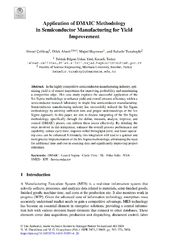 (PDF) Application of DMAIC Methodology in Semiconductor Manufacturing for Yield Improvement