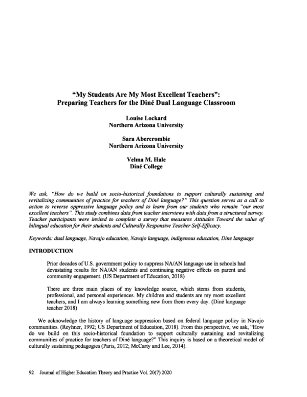 (PDF) “My Students Are My Most Excellent Teachers”: Preparing Teachers ...