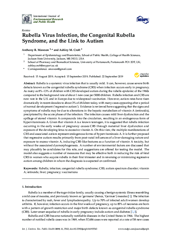 (PDF) Rubella Virus Infection, the Congenital Rubella Syndrome, and the ...