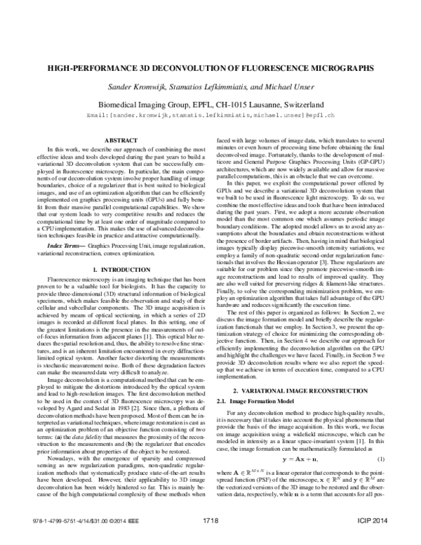 (PDF) High-performance 3D deconvolution of fluorescence micrographs