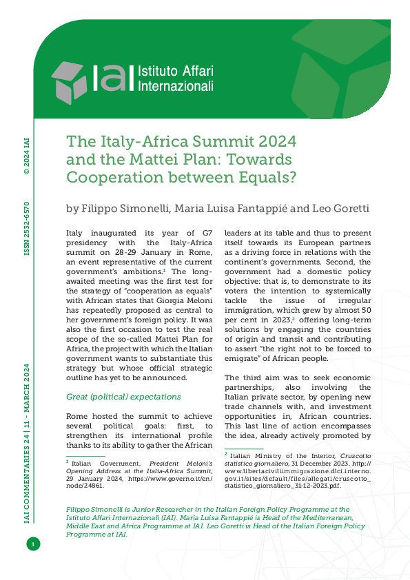 (PDF) The Italy-Africa Summit 2024 and the Mattei Plan: Towards ...