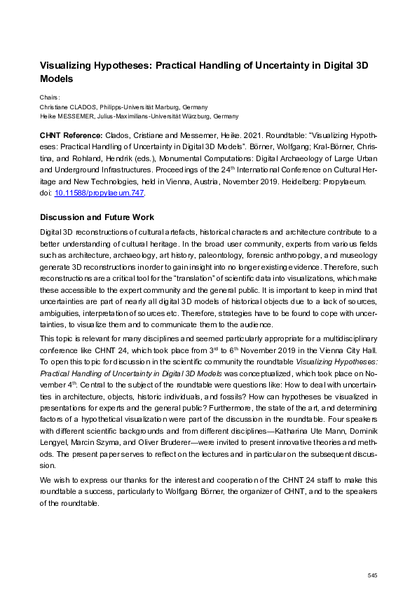 (PDF) Visualizing Uncertainty in 3D Cultural Models