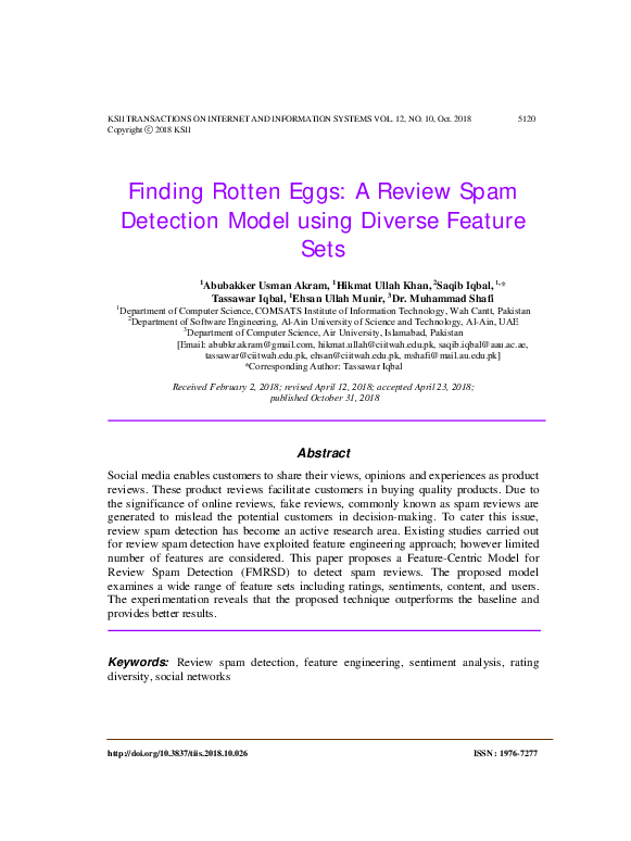 (PDF) Finding Rotten Eggs: A Review Spam Detection Model using Diverse ...