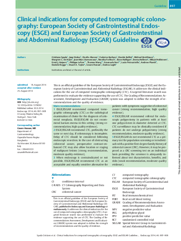 (PDF) Clinical indications for computed tomographic colonography ...