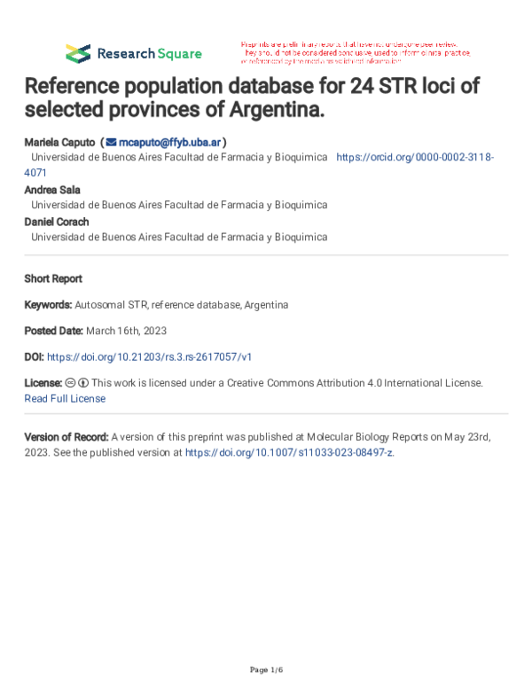 (PDF) Reference population database for 24 STR loci of selected ...