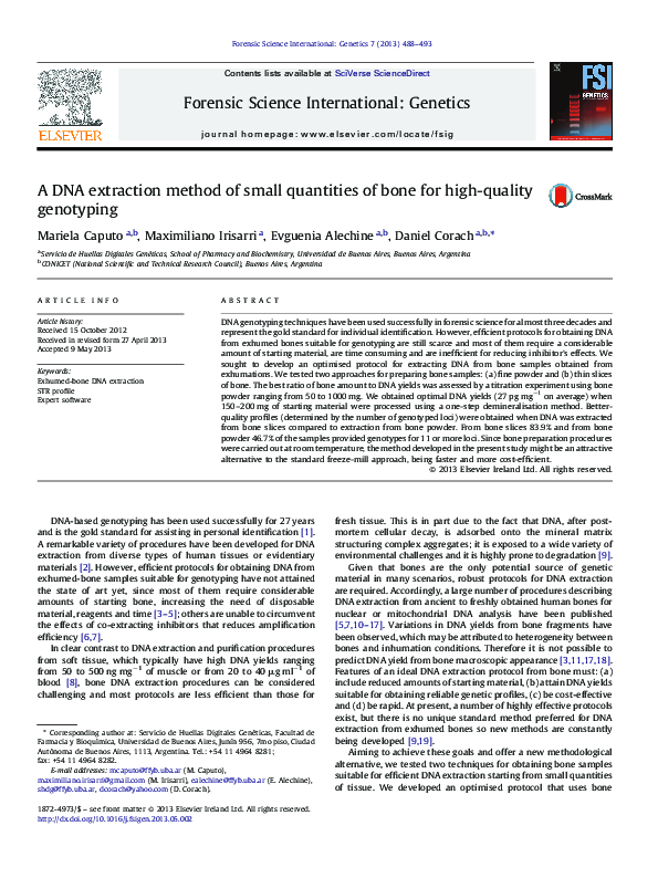 (PDF) A DNA extraction method of small quantities of bone for high ...