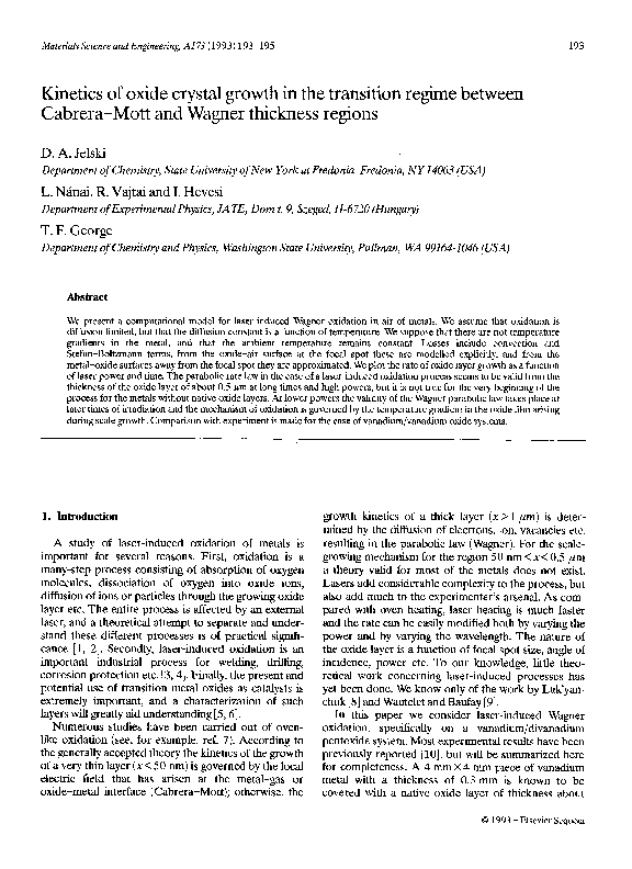 (PDF) Kinetics of oxide crystal growth in the transition regime between ...