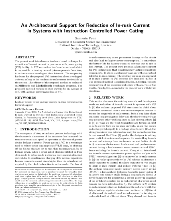 (PDF) An Architectural Support for Reduction of In-rush Current in ...
