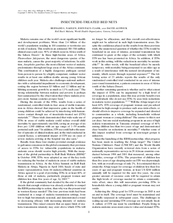 (PDF) Insecticide-Treated Bed Nets | David Alnwick - Academia.edu