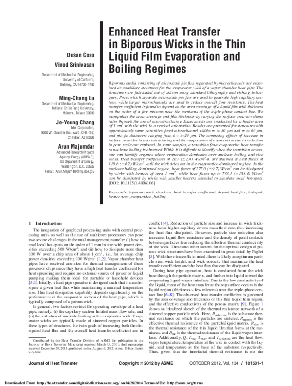 (PDF) Enhanced Heat Transfer in Biporous Wicks in the Thin Liquid Film ...