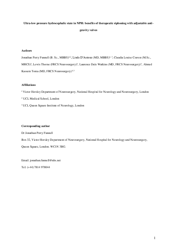 (PDF) Ultra-low-pressure hydrocephalic state in NPH: benefits of ...