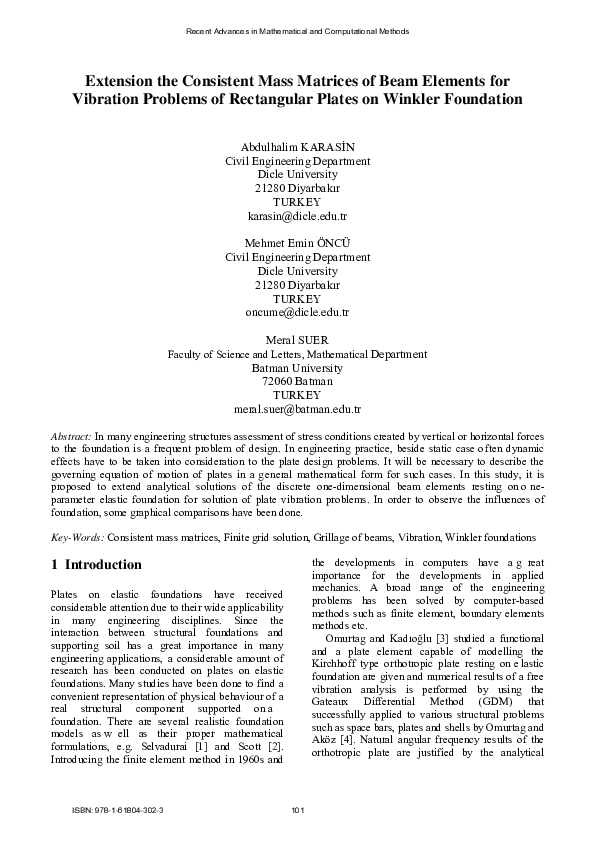 (PDF) Extension the Consistent Mass Matrices of Beam Elements for Vibration Problems of ...