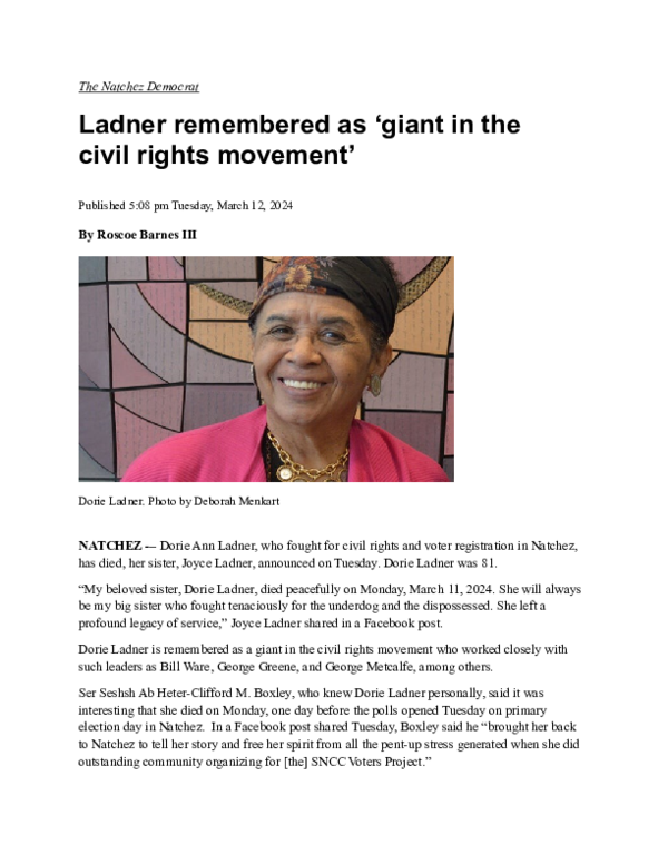 (DOC) Ladner remembered as ‘giant in the civil rights movement ...