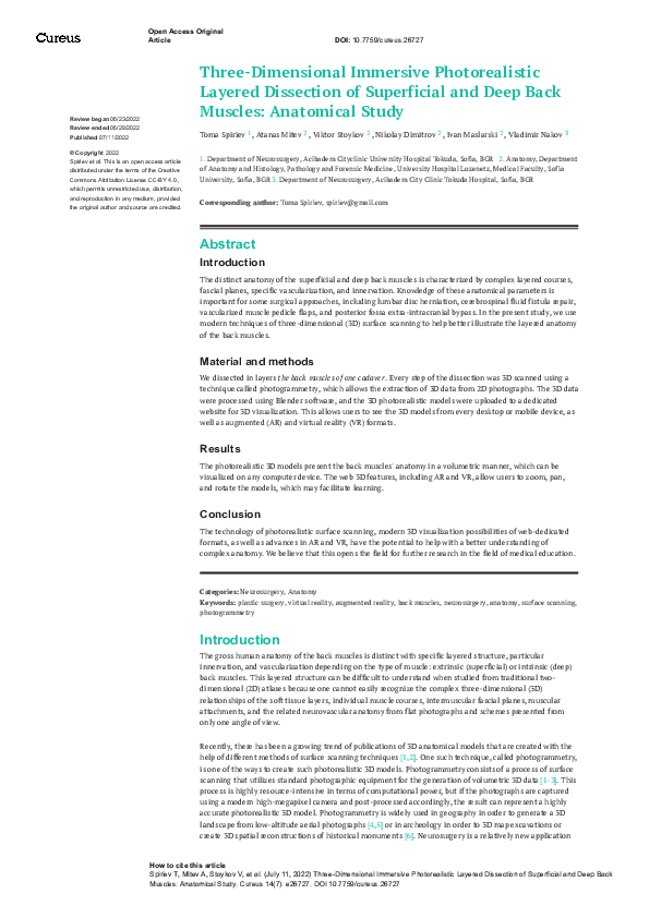 (PDF) 3D Visualization of Back Muscle Anatomy