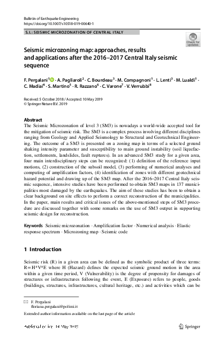 (PDF) Seismic Microzonation Mapping Post 2016-2017 Central Italy Quakes