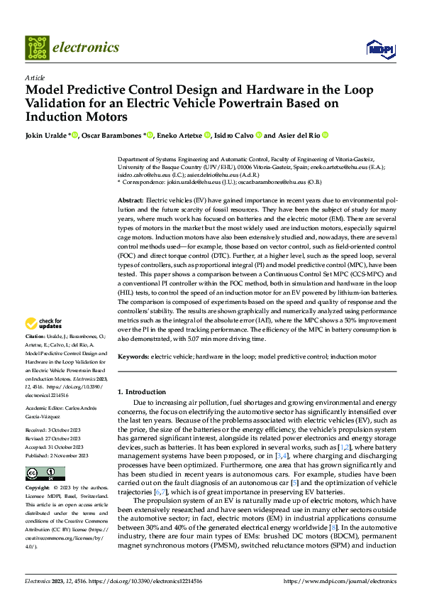 (PDF) Model Predictive Control Design and Hardware in the Loop Validation for an Electric ...