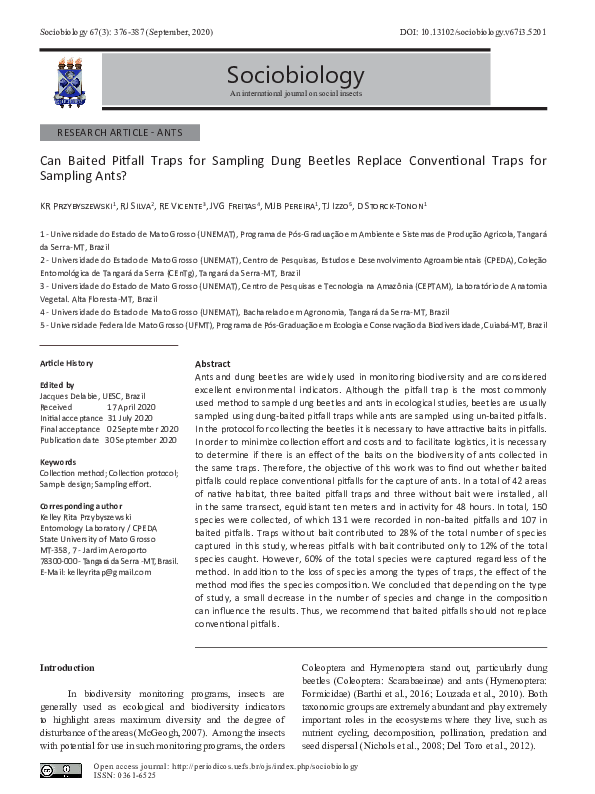 (PDF) Can Baited Pitfall Traps for Sampling Dung Beetles Replace ...