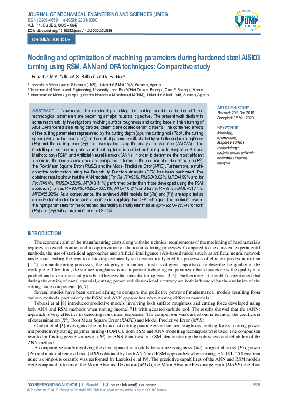 Pdf Modelling And Optimization Of Machining Parameters During