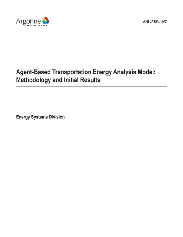 (PDF) Agent-Based Transportation Energy Analysis Model: Methodology and ...