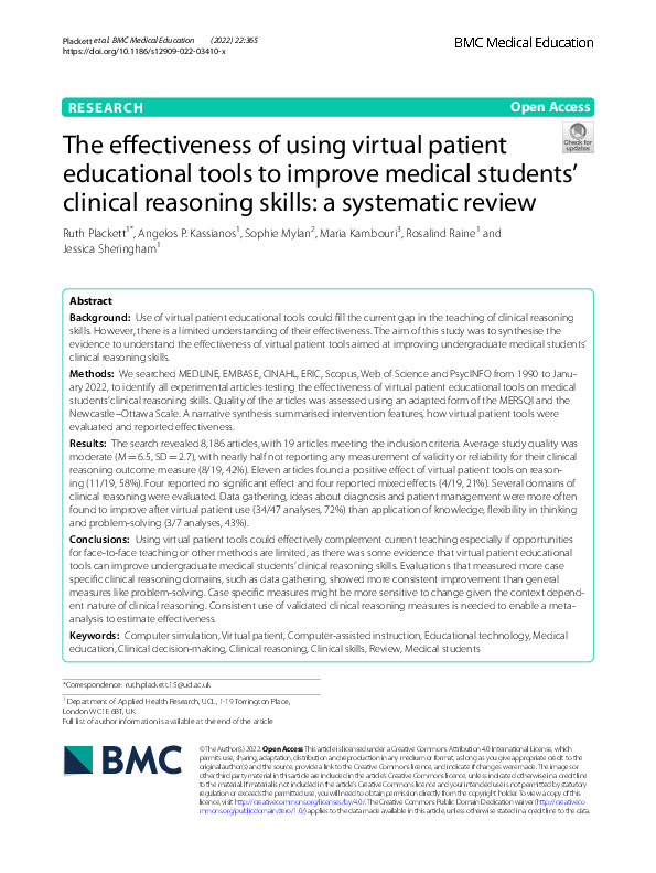 (PDF) The effectiveness of using virtual patient educational tools to ...